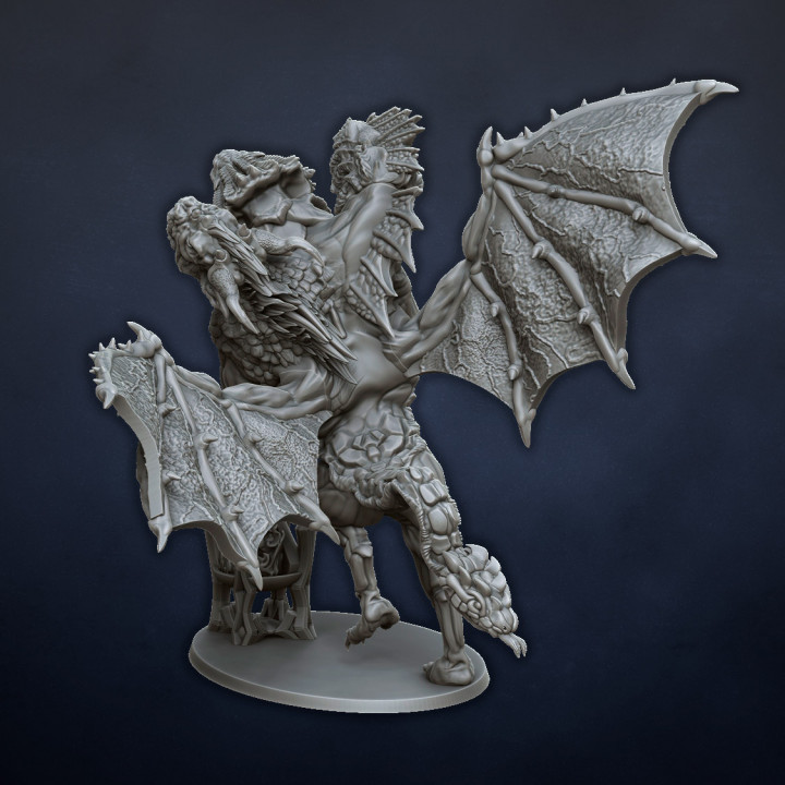 3D Printable Chimera with wings by Dragon's Lake Miniaturas