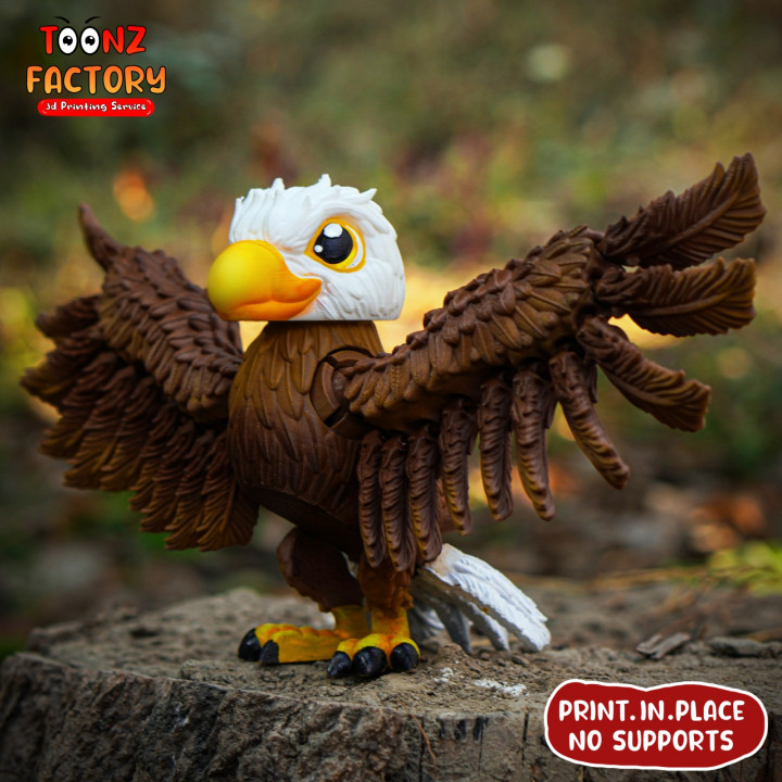 3D Printable PRINT IN PLACE CUTE FLEXI EAGLE by Toonz Factory