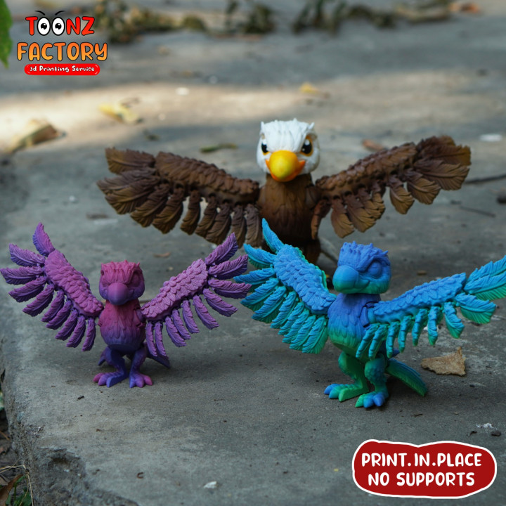 3D Printable PRINT IN PLACE CUTE FLEXI EAGLE by Toonz Factory