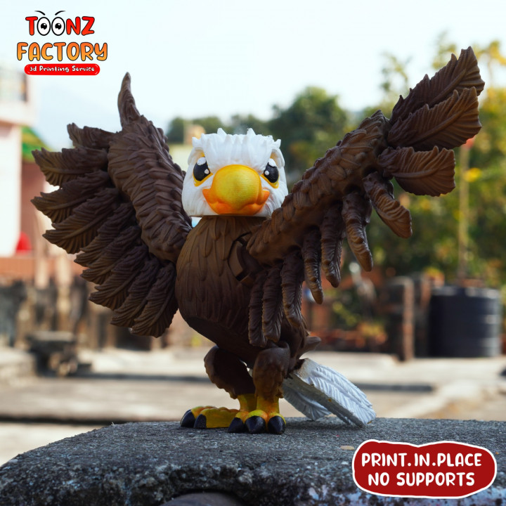 3D Printable PRINT IN PLACE CUTE FLEXI EAGLE by Toonz Factory