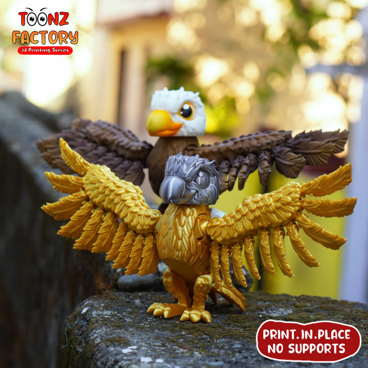 3D Printable PRINT IN PLACE CUTE FLEXI EAGLE by Toonz Factory