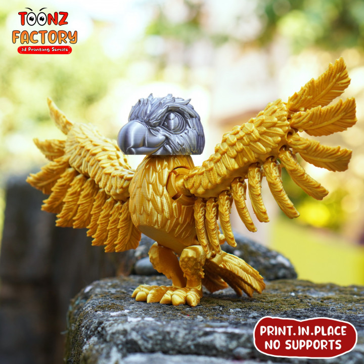 3D Printable PRINT IN PLACE CUTE FLEXI EAGLE by Toonz Factory
