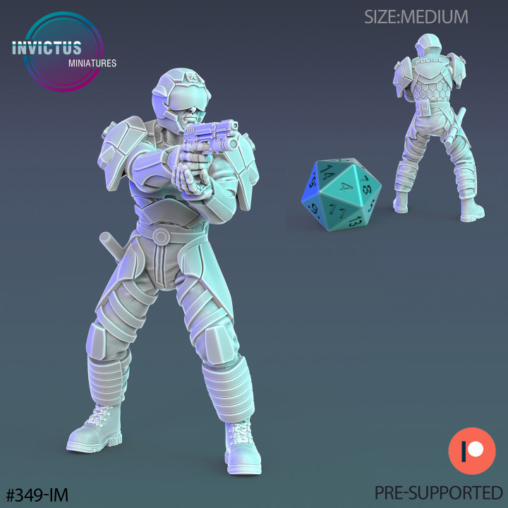 3D Printable Cyber Police Male / City Officer / Cyberpunk Warrior ...