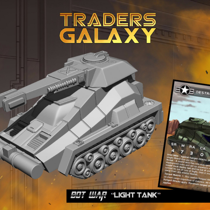 3D Printable Light Tank - 10mm Scale by Traders Galaxy Miniatures and Games