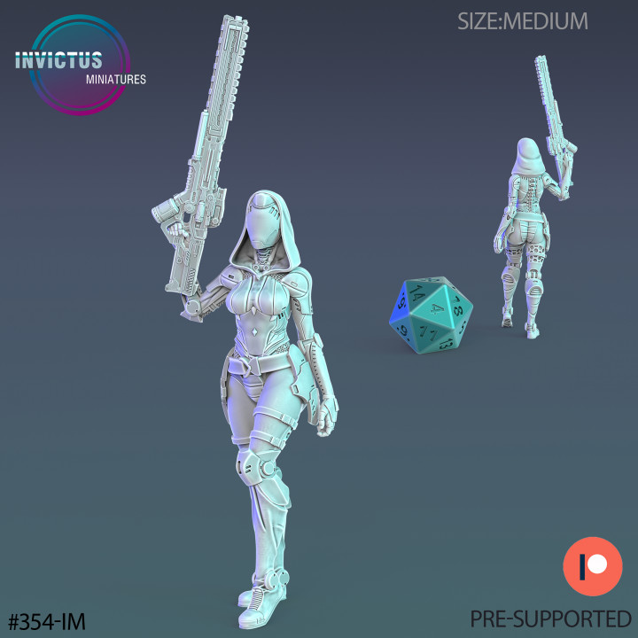 3D Printable Net Killer / Space Assasin / Alien Headhunter / Cyberpunk ...