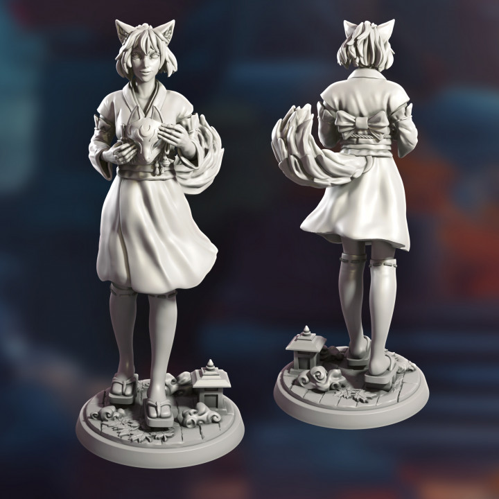 3D Printable Inari- The Kitsune Girl 75 mm by Safehold