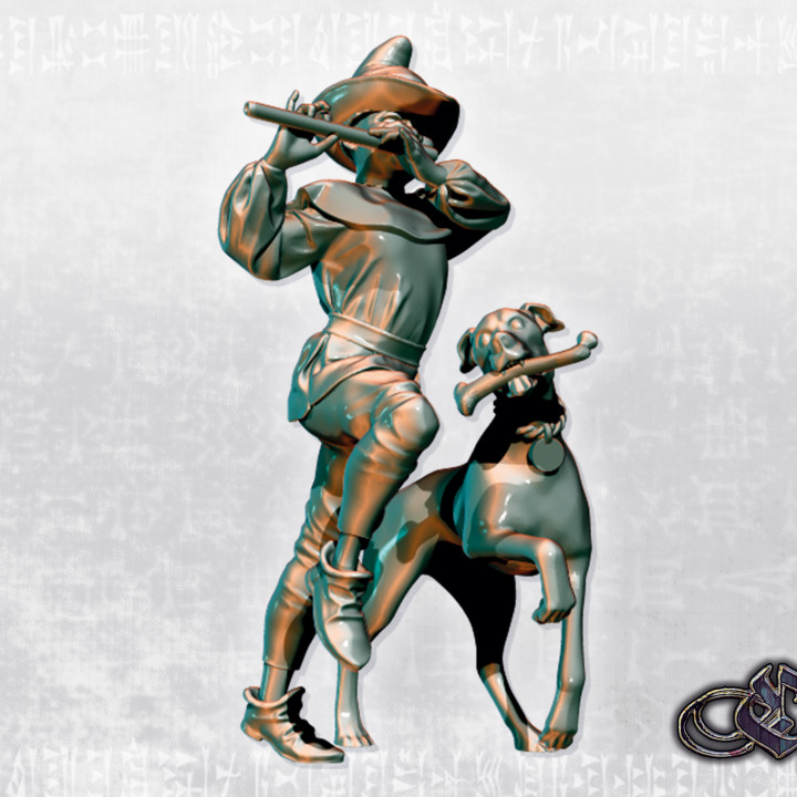 3D Printable Flute Kid and his Dog by Ezipion Digital Store