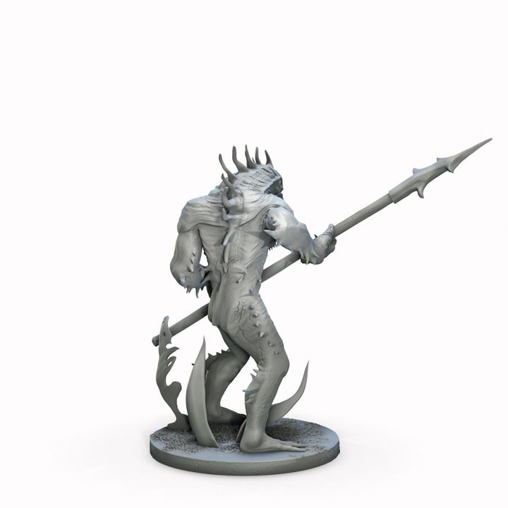 3D Printable Monster Deep One & with Harpoon 50-75-120mm by cosmondo