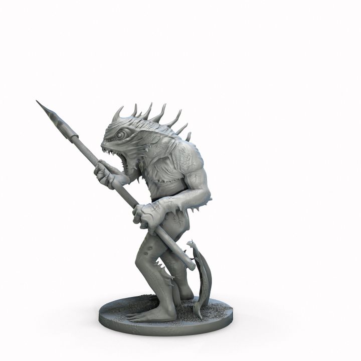 3D Printable Monster Deep One & with Harpoon 50-75-120mm by cosmondo