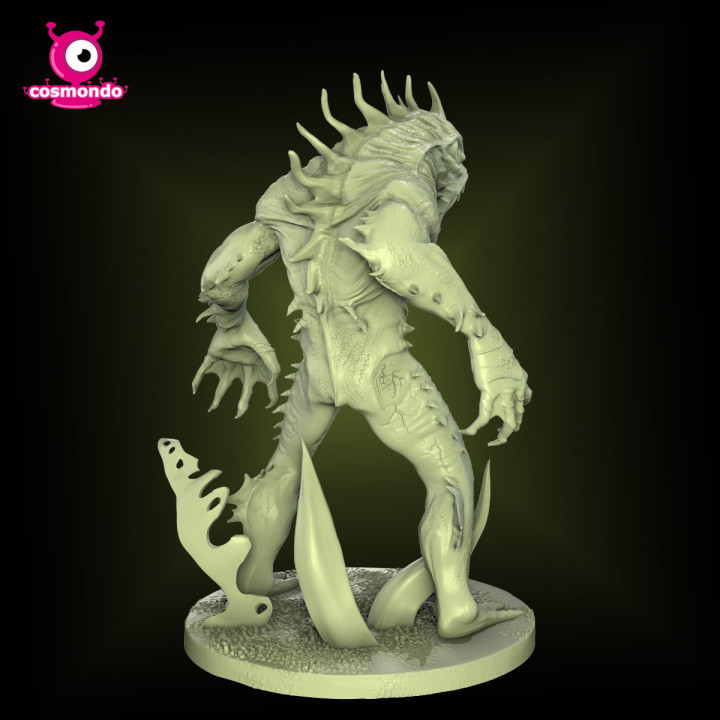 3D Printable Monster Deep One & with Harpoon 50-75-120mm by cosmondo