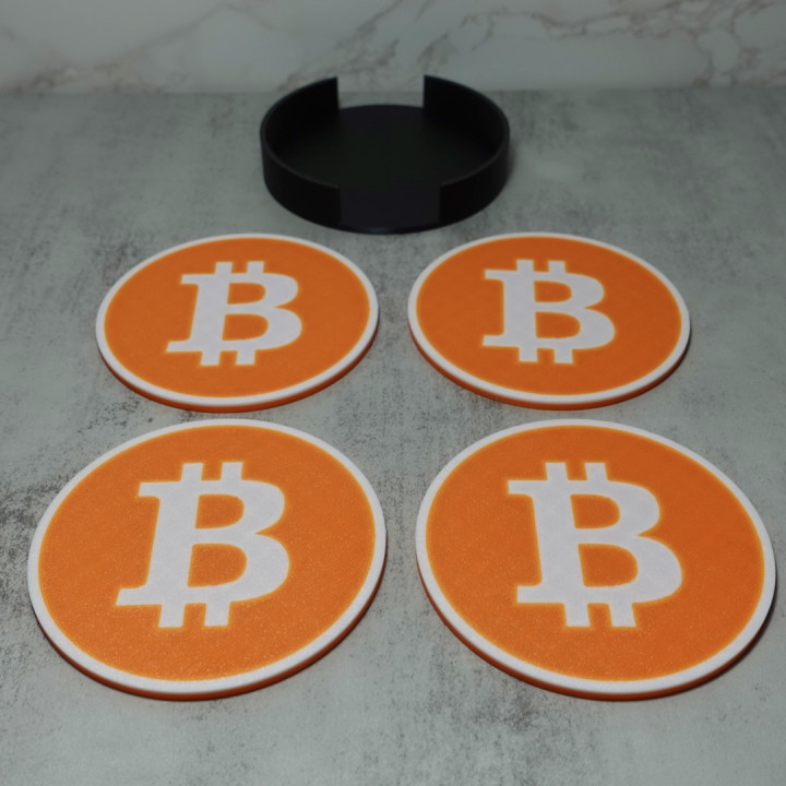 3D Printable Bitcoin Coaster Set by MysticMesh3D
