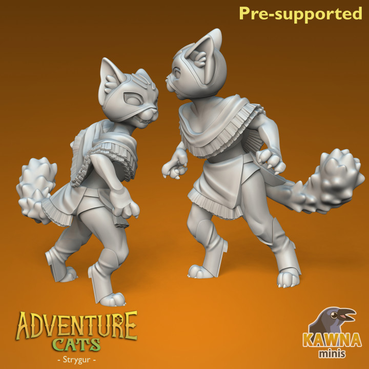 3D Printable Strygur Barbarian Cat - Female by Kawna Minis