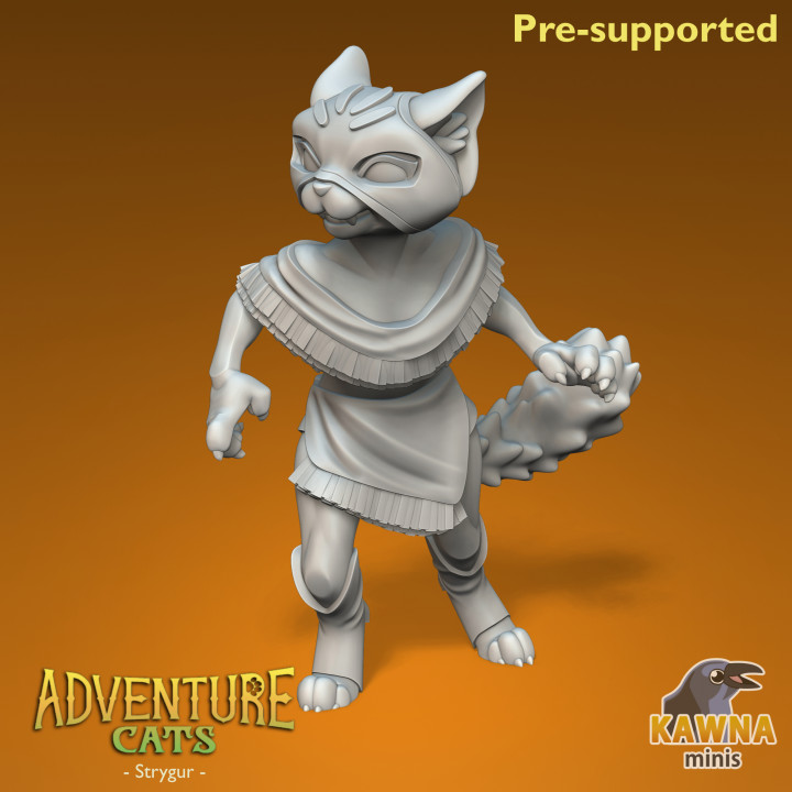 3D Printable Strygur Barbarian Cat - Female by Kawna Minis