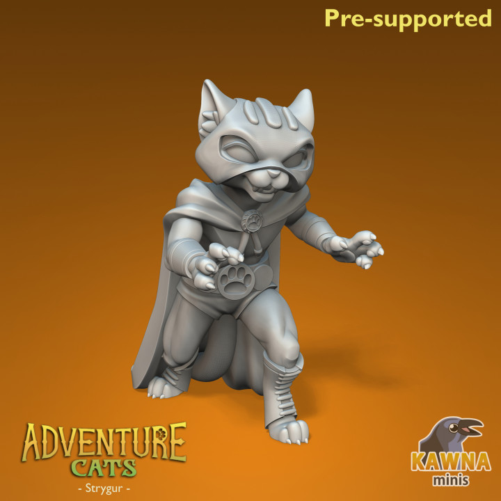 3D Printable Strygur Barbarian Cat - Male by Kawna Minis