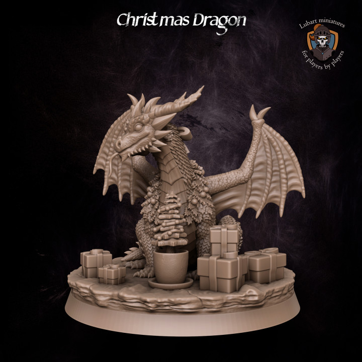 3D Printable Christmas dragon by Lubart Miniatures