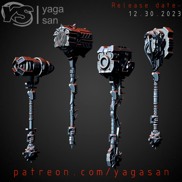 3D Printable Dark Mech Hammers KitBASH Pack by Yaga San