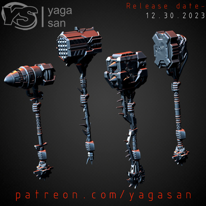 3D Printable Dark Mech Hammers KitBASH Pack by Yaga San
