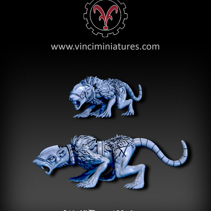 3D Printable MULTIPART WOLF RATS by vinciminiatures