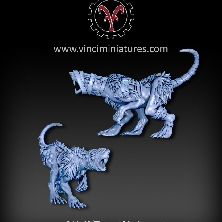 3D Printable MULTIPART WOLF RATS by vinciminiatures