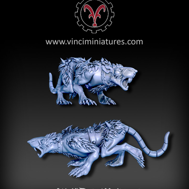3D Printable MULTIPART WOLF RATS by vinciminiatures