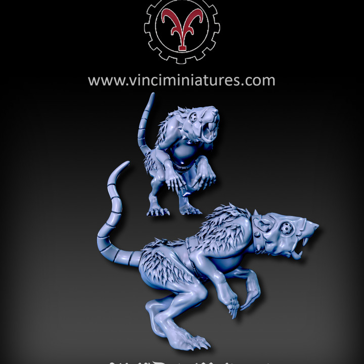 3D Printable MULTIPART WOLF RATS by vinciminiatures