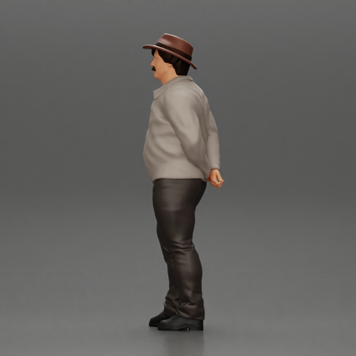 3D Printable Man in a hat putting hands behind his back ( pablo escobar ...