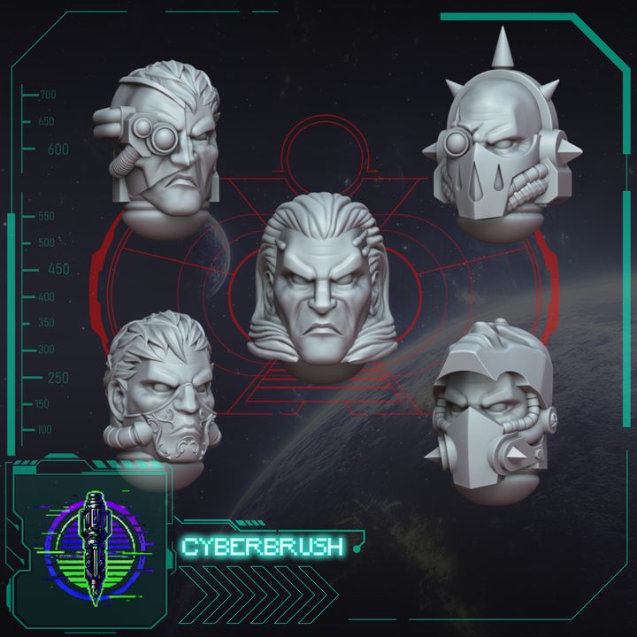 3D Printable Crimson Angels Head Set 2 by Cyberbrush