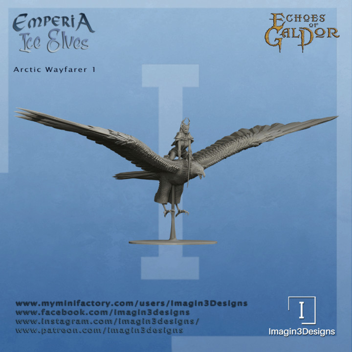 3D Printable Arctic Wayfarers - Ice Elf Falcon Riders by Imagin3Designs