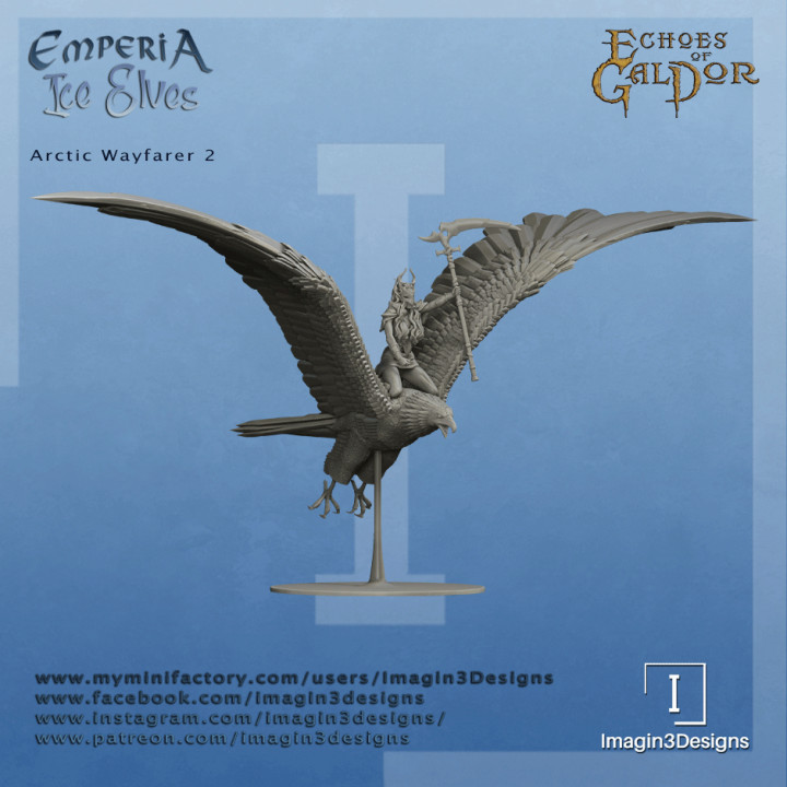 3D Printable Arctic Wayfarers - Ice Elf Falcon Riders by Imagin3Designs