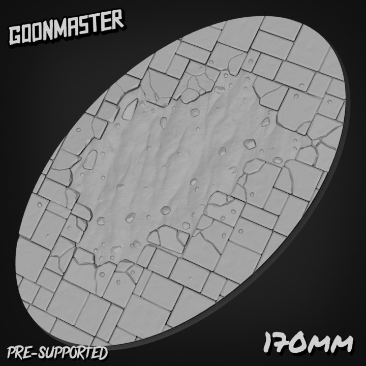 3D Printable Cracked Stone Floor Base Set by Goon Master
