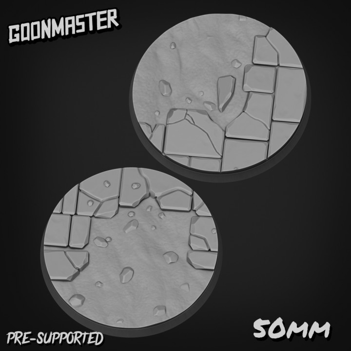 3D Printable Cracked Stone Floor Base Set by Goon Master