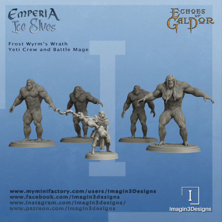 3D Printable Frost Wyrm's Wrath - War Machine with Yeti Crew and Battle Mage by Imagin3Designs