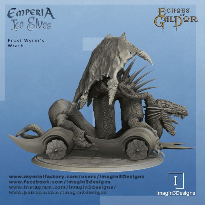 3D Printable Frost Wyrm's Wrath - War Machine with Yeti Crew and Battle Mage by Imagin3Designs