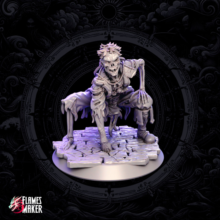 3D Printable Human Pirate Zombie Rook - PRE SUPPORTED by Flames Maker