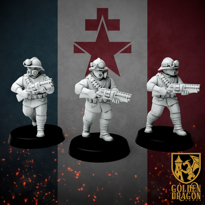 3D Printable New French Republic - Sappers by Golden Dragon Games