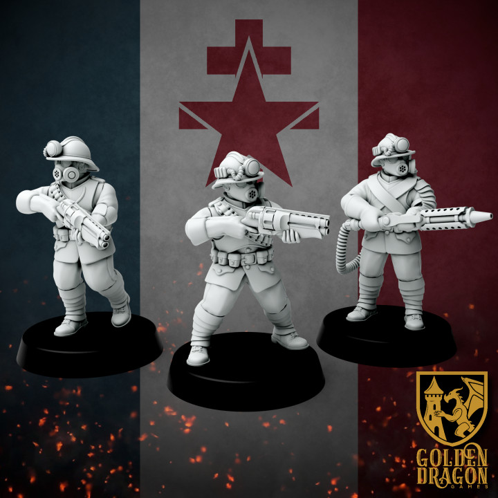 3D Printable New French Republic - Sappers by Golden Dragon Games