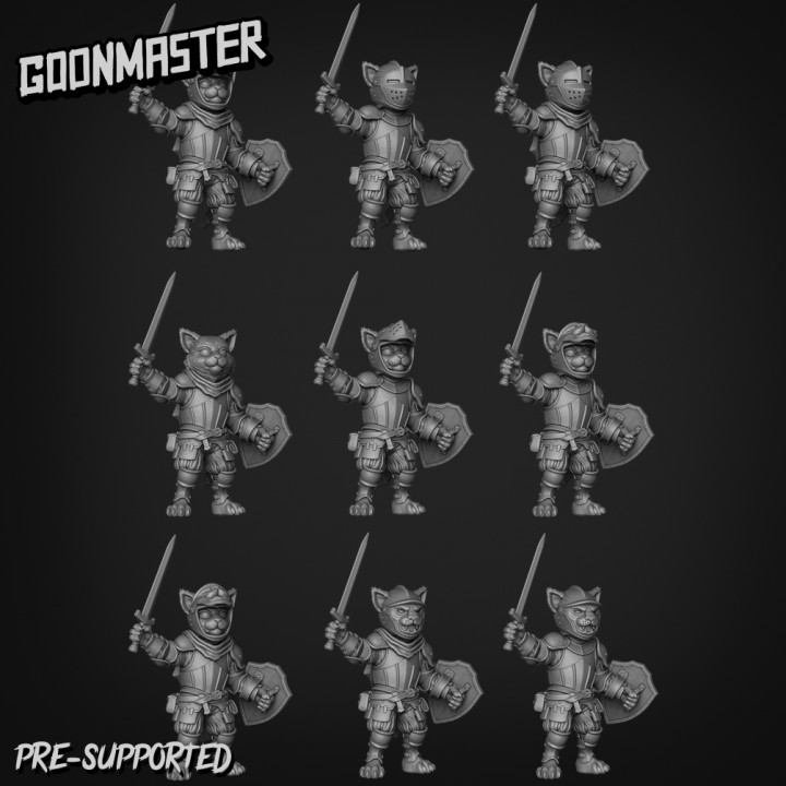 3D Printable Cat Knight Bundle by Goon Master