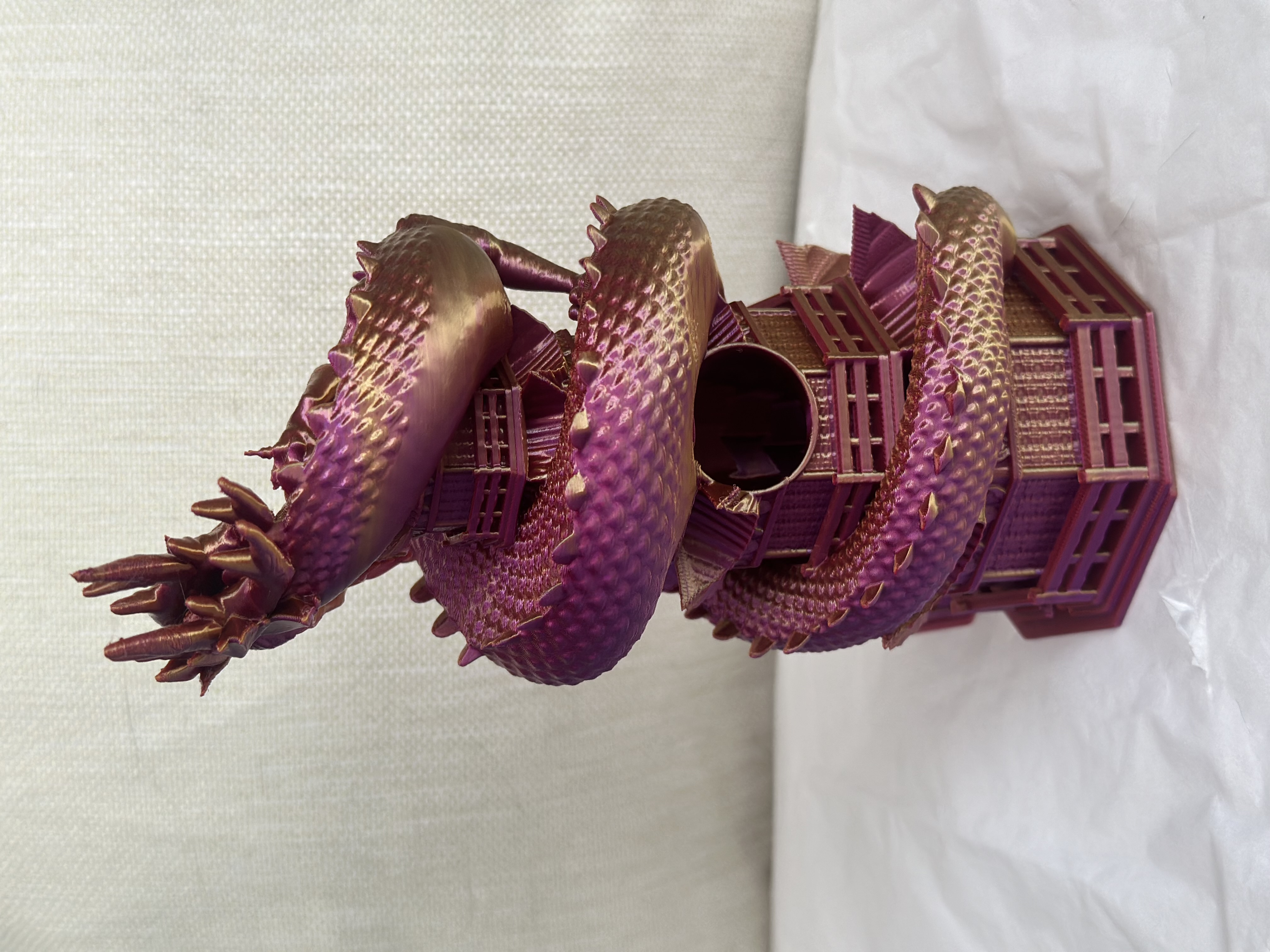 3D Printable Year of the Dragon Dice Tower - SUPPORT FREE! by FatesEnd