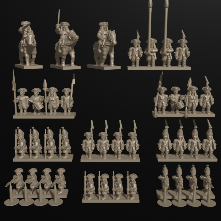 3D Printable 6-15mm WSS Early British "Marlburian" Infantry WSS-3 by Turner Miniatures