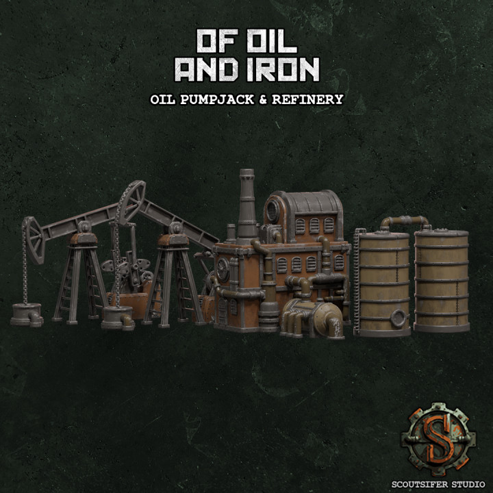 3D Printable Oil Pumpjack & Refinery | Dieselpunk Terrain Kit by ...