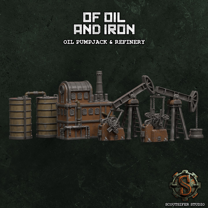 3D Printable Oil Pumpjack & Refinery | Dieselpunk Terrain Kit by ...