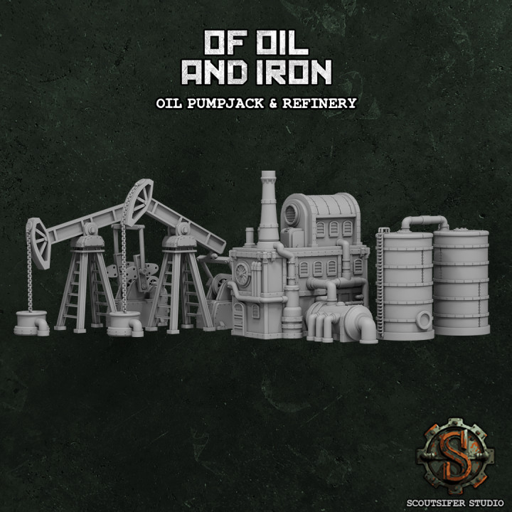 3D Printable Oil Pumpjack & Refinery | Dieselpunk Terrain Kit by ...
