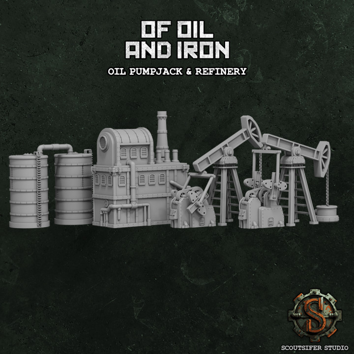 3D Printable Oil Pumpjack & Refinery | Dieselpunk Terrain Kit by ...