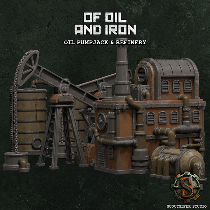 3D Printable Oil Pumpjack & Refinery | Dieselpunk Terrain Kit by ...