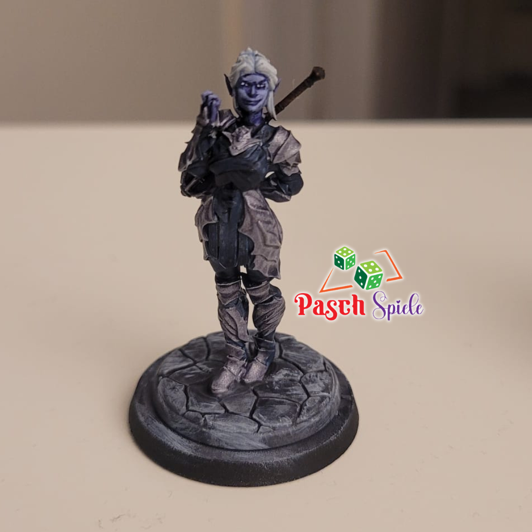 3D Printable Mindy the Drow Paladin by Twin Goddess Miniatures