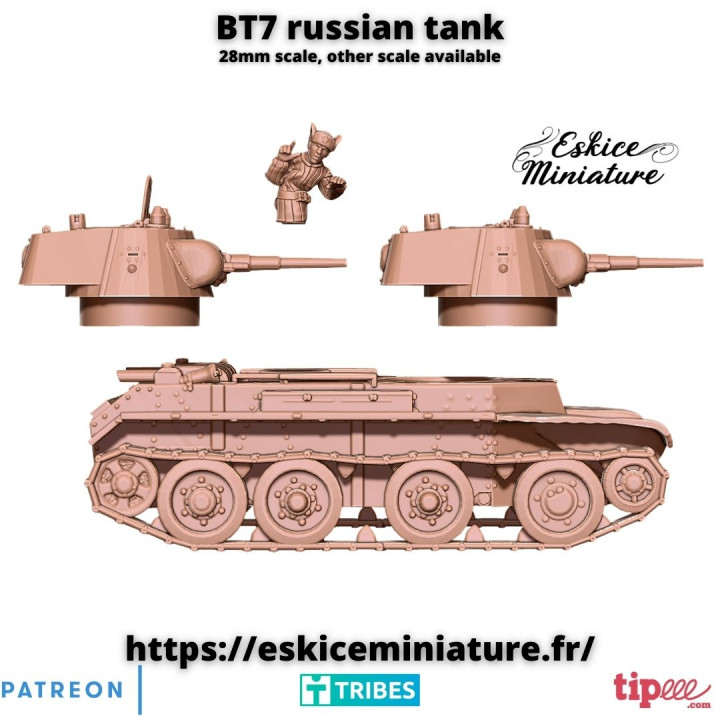 3D Printable BT7 Russian tank - 28mm by Eskice Miniature - Aron