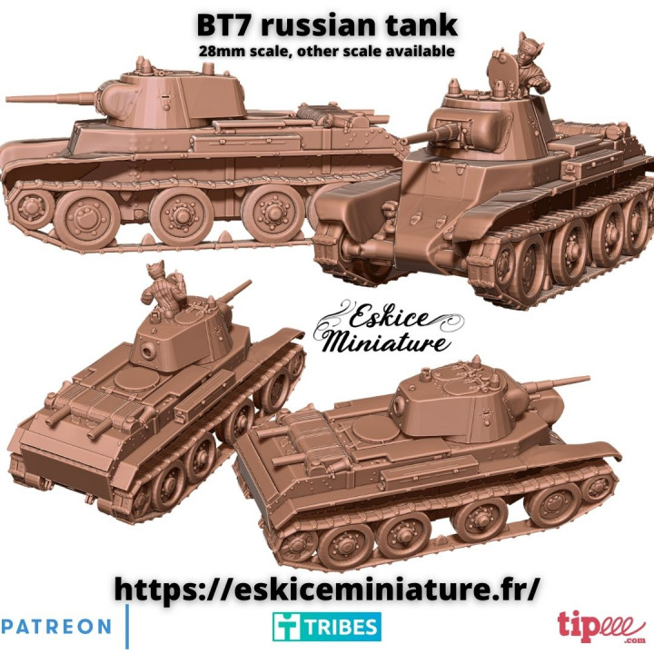 3D Printable BT7 Russian tank - 28mm by Eskice Miniature - Aron