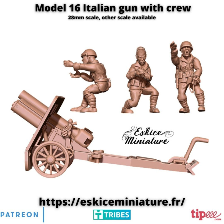 3D Printable Model 16 italian gun with crew - 28mm by Eskice Miniature ...