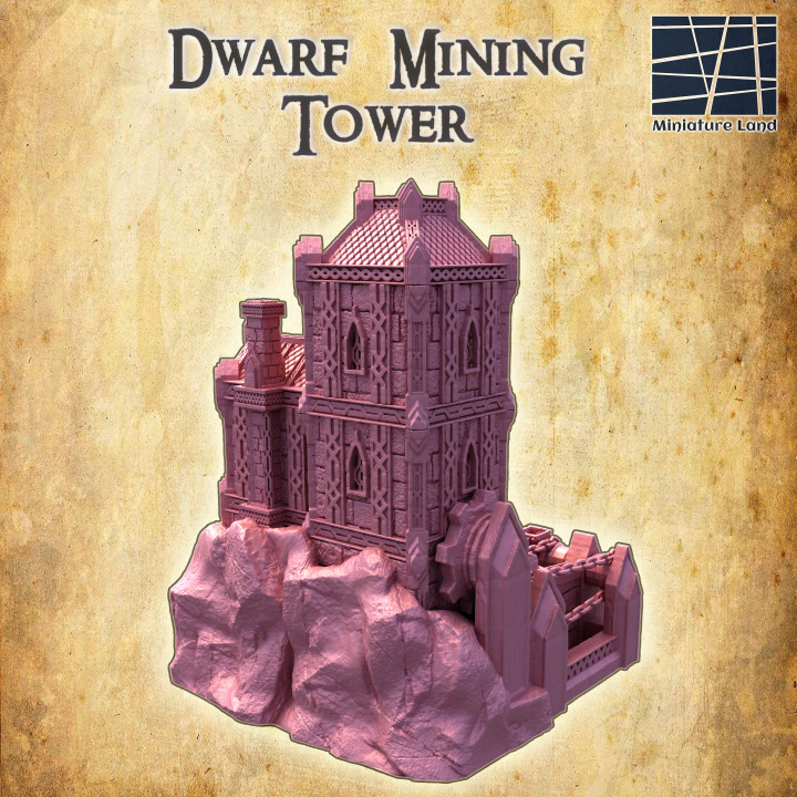 3D Printable Dwarf Mining Tower - Tabletop Terrain - 28 MM by MiniatureLand