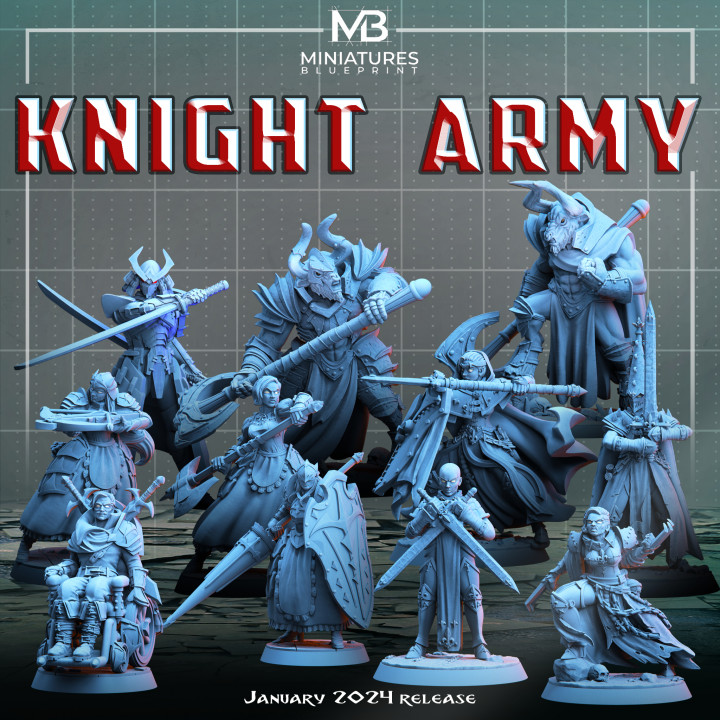 3D Printable Knight Army - January 2024 Release by Miniatures Blueprint